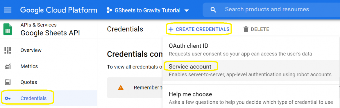 Create a Google Service Account + Key - Bachelor Tech