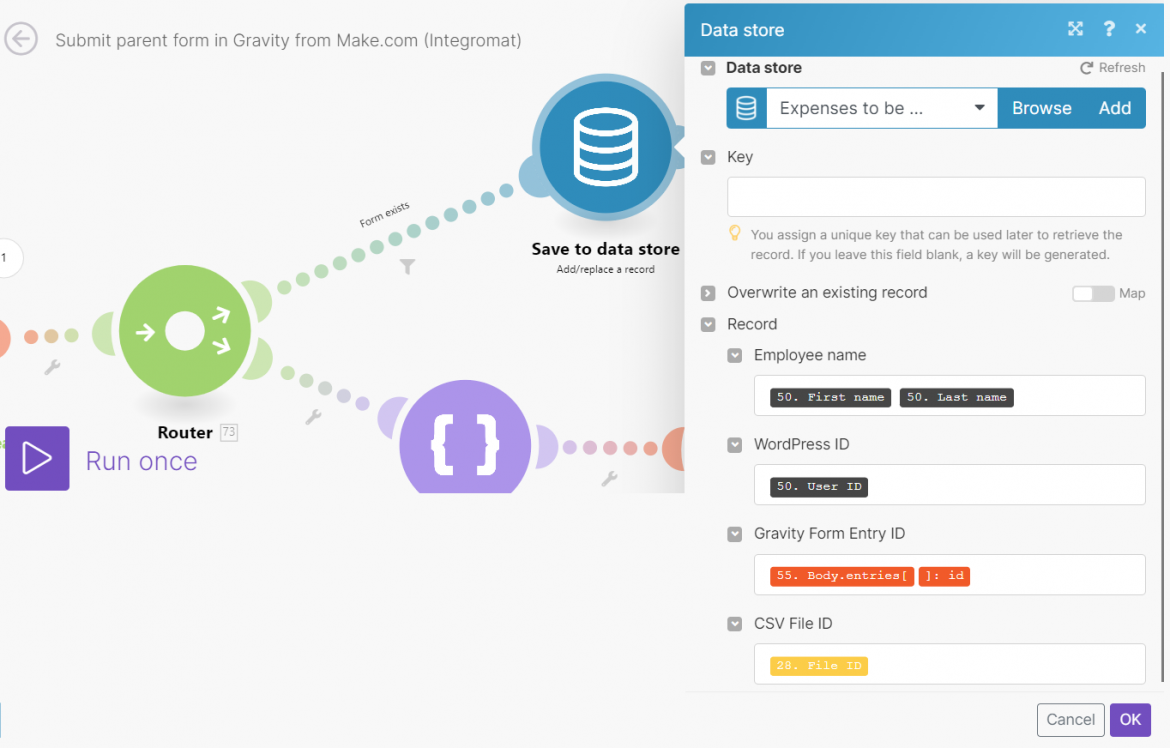 Part 4b - Integromat Workflow - Submit the parent gravity form from ...