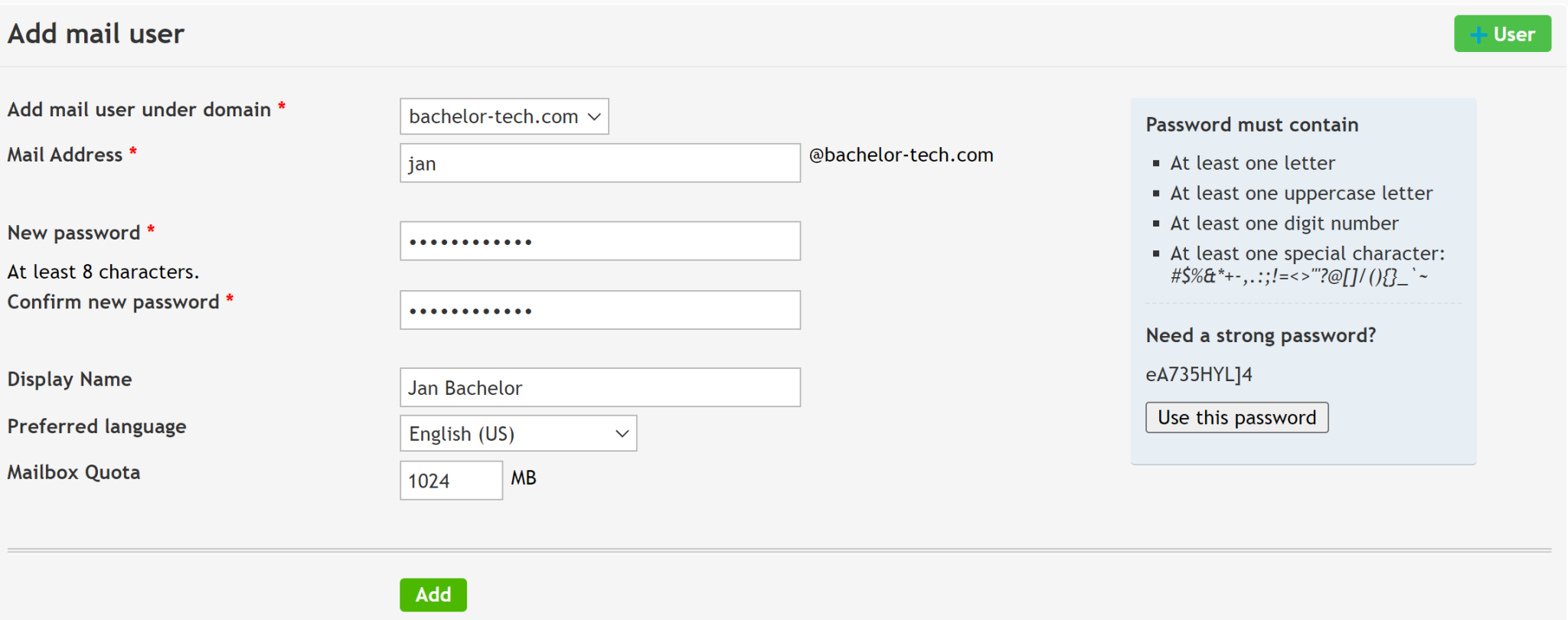 Access iRedAdmin - Bachelor Tech